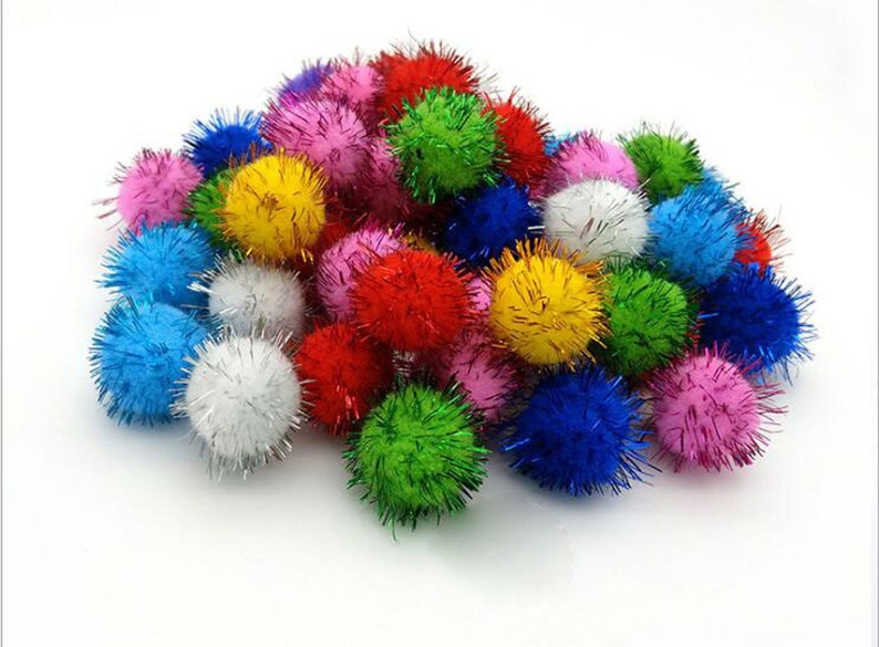 50 Pcs Pom Pom, Mixed Color Pom Poms, Wholesale Pom Poms, Faux Fur Pom ...