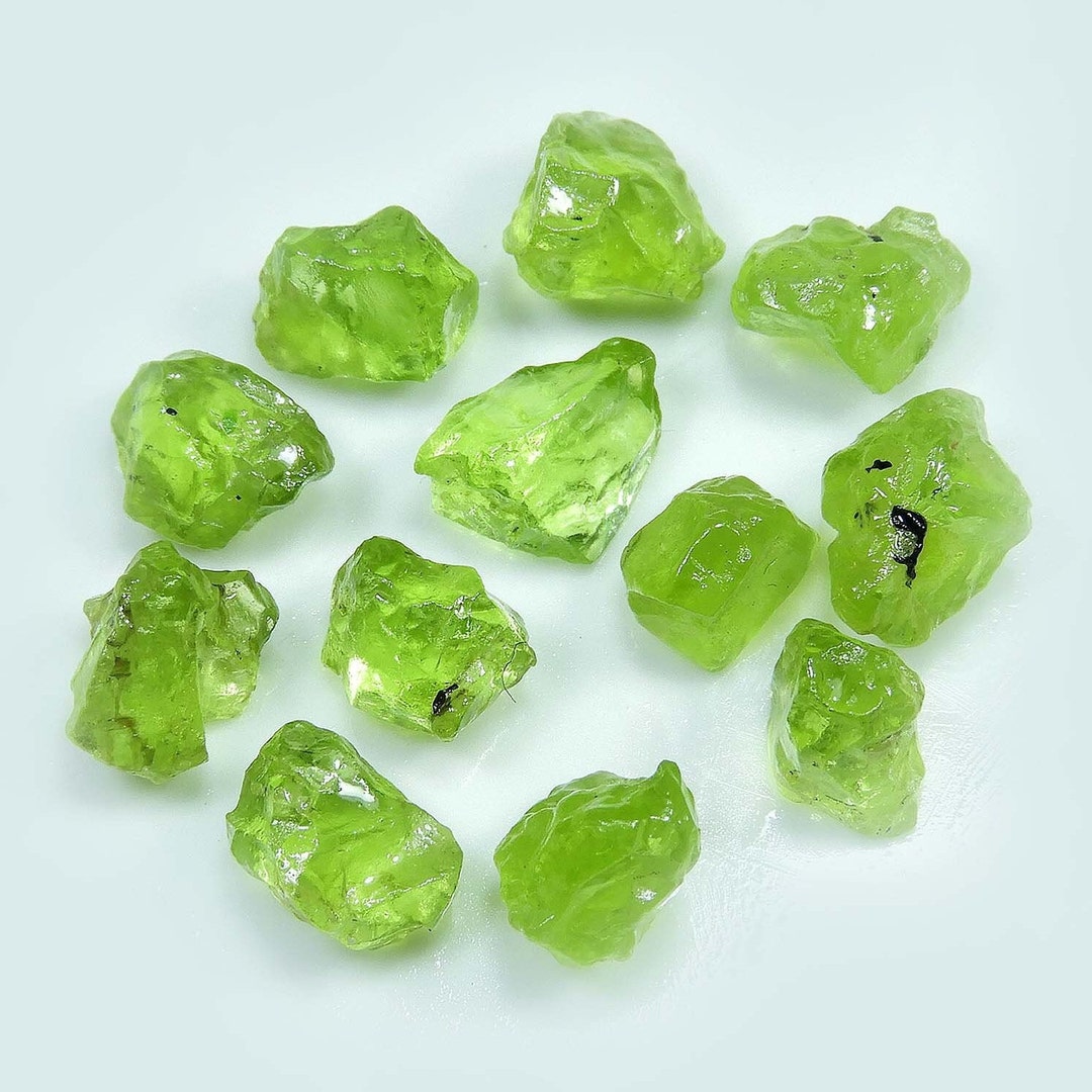 12 Pcs Lot! Natural Peridot Rough Gemstone, Bright Green Peridot ...