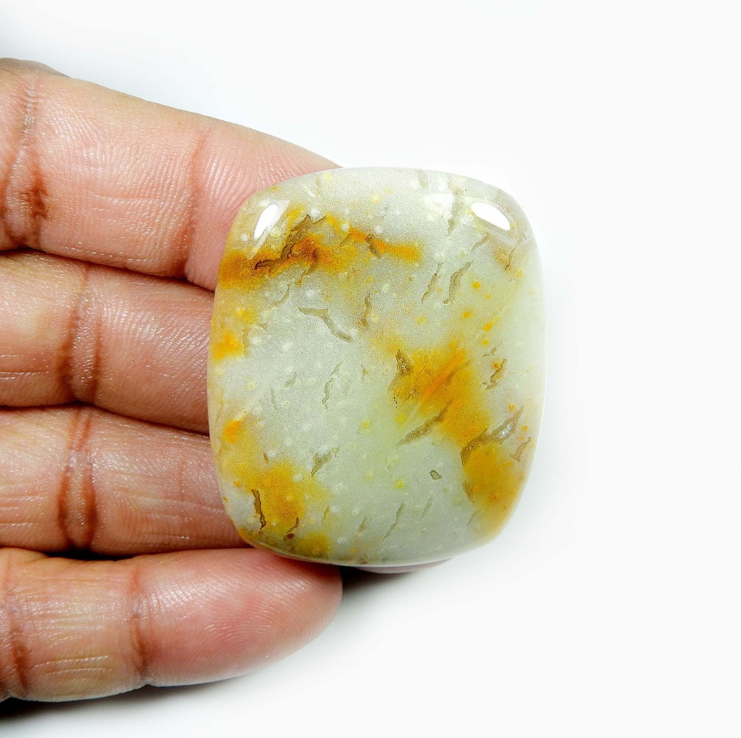 Natural Yellow Cabochon Polka Dot Agate Loose Gemstone/ Agate Cabochon ...