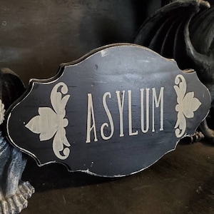Asylum Gothic Wall Decor, Asylum Sign, Gothic Home Decor, Halloween ...