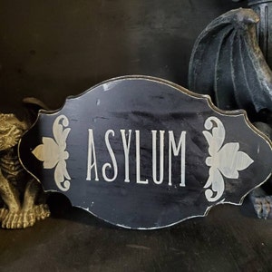 Asylum Gothic Wall Decor, Asylum Sign, Gothic Home Decor, Halloween ...