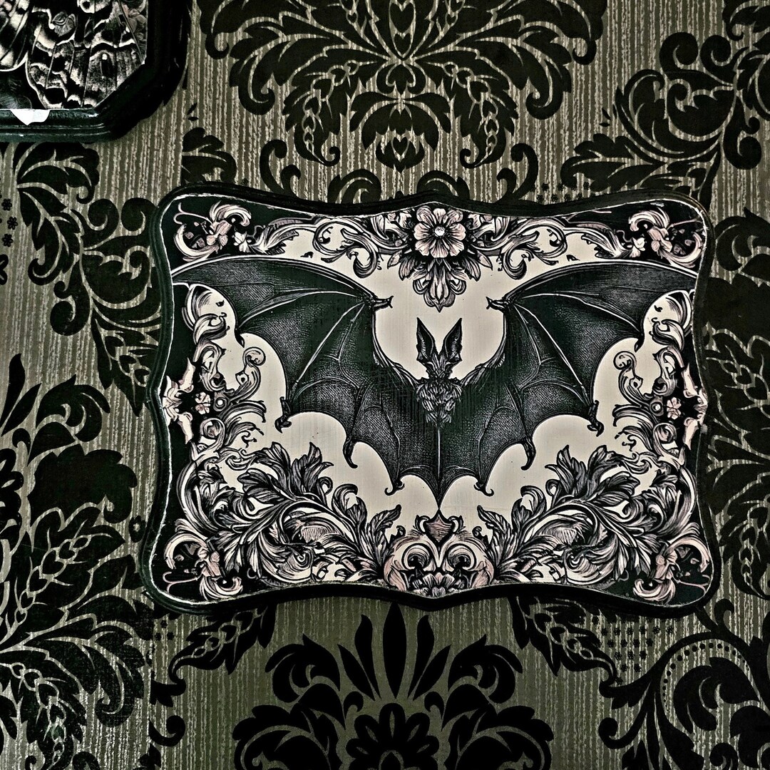 Victorian Style Bat in Floral Frame, Gothic Home Decor, Halloween Decor ...