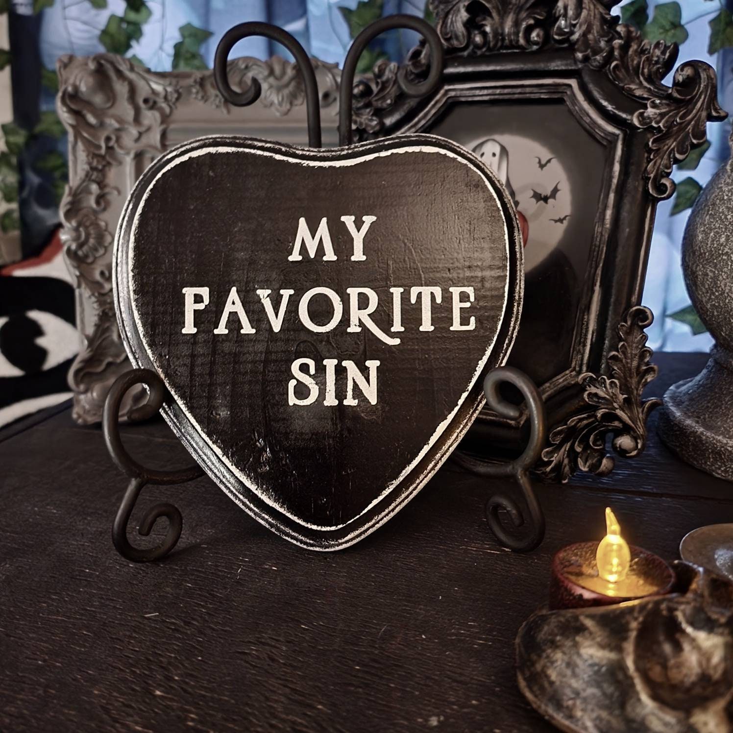 My Favorite Sin, Gothic Wall Decor, Black Heart, Gothic Home Decor ...