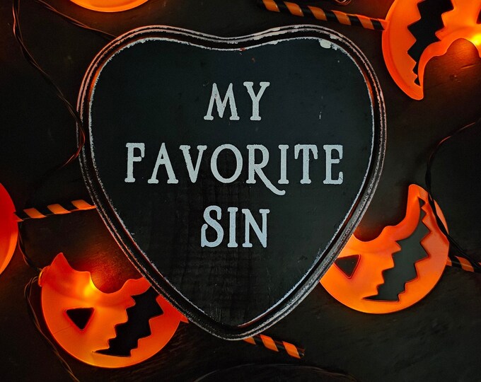 My Favorite Sin, Gothic Wall Decor , Black Heart, Gothic Home Decor ...