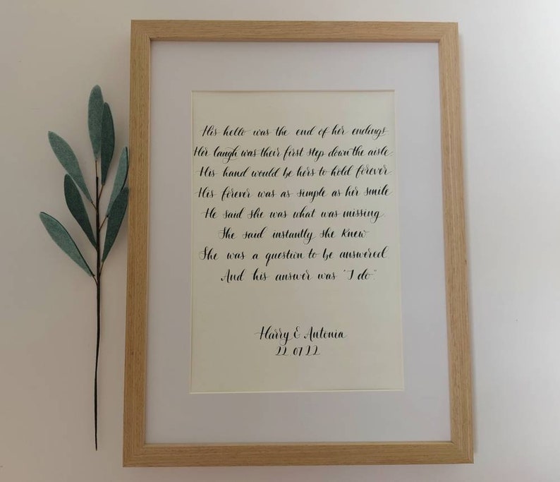 Custom Calligraphy A4 L Calligraphy Poem Handwritten - Etsy UK