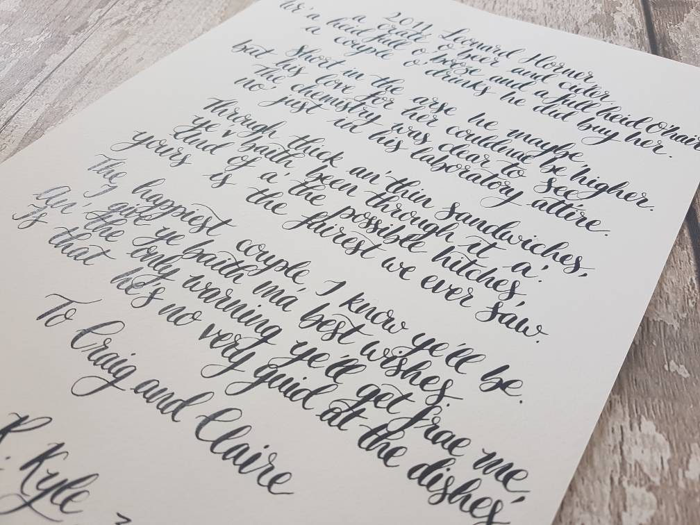 Custom Calligraphy A4 L Calligraphy Poem Handwritten - Etsy UK