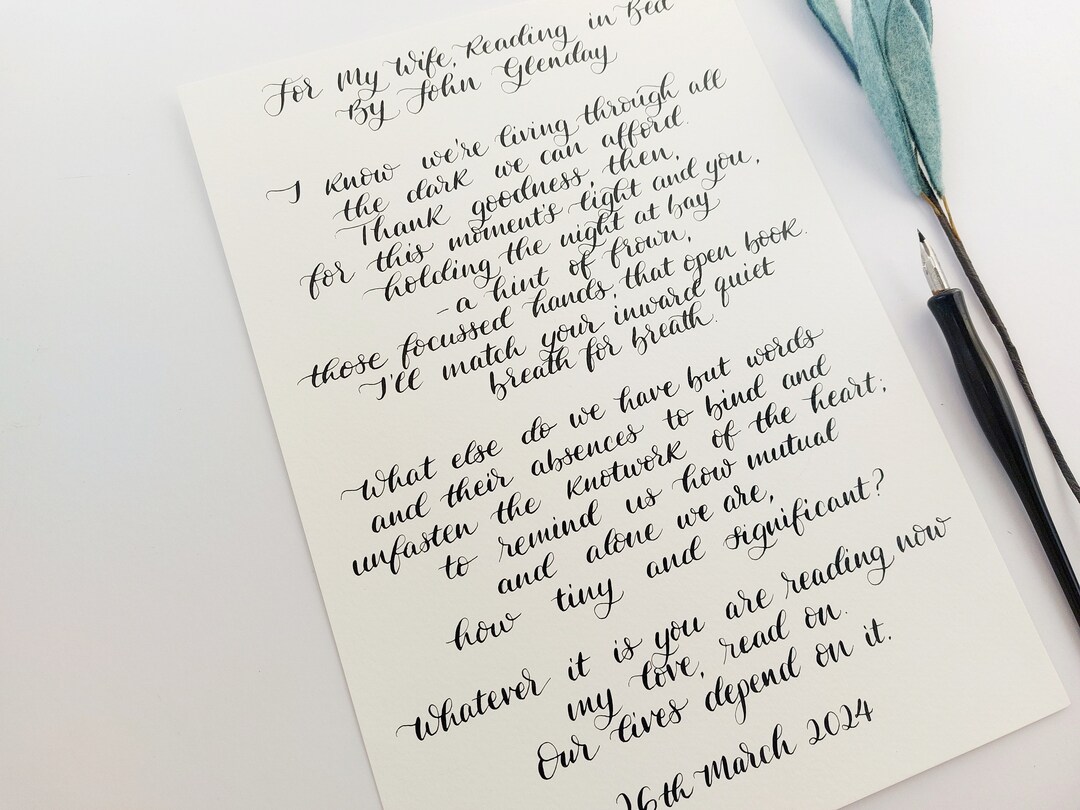 Custom Calligraphy | A4 L Calligraphy Poem | Handwritten Calligraphy L ...