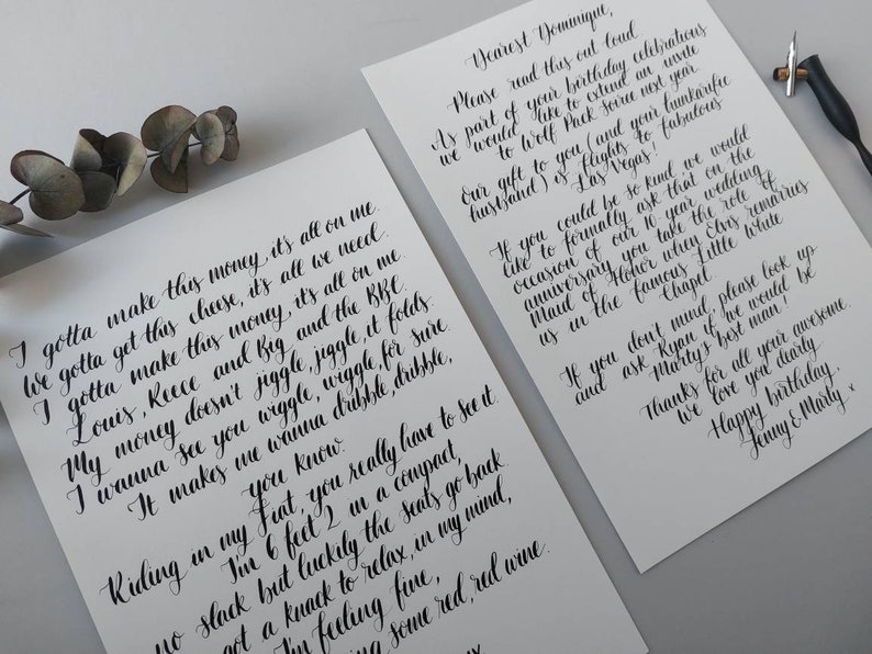 Custom Calligraphy A4 L Calligraphy Poem Handwritten - Etsy UK