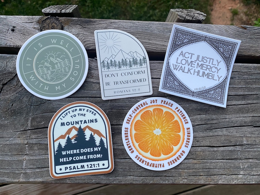 Christian Sticker Bundle- 5 Die Cut 3” Stickers, Bible Stickers ...