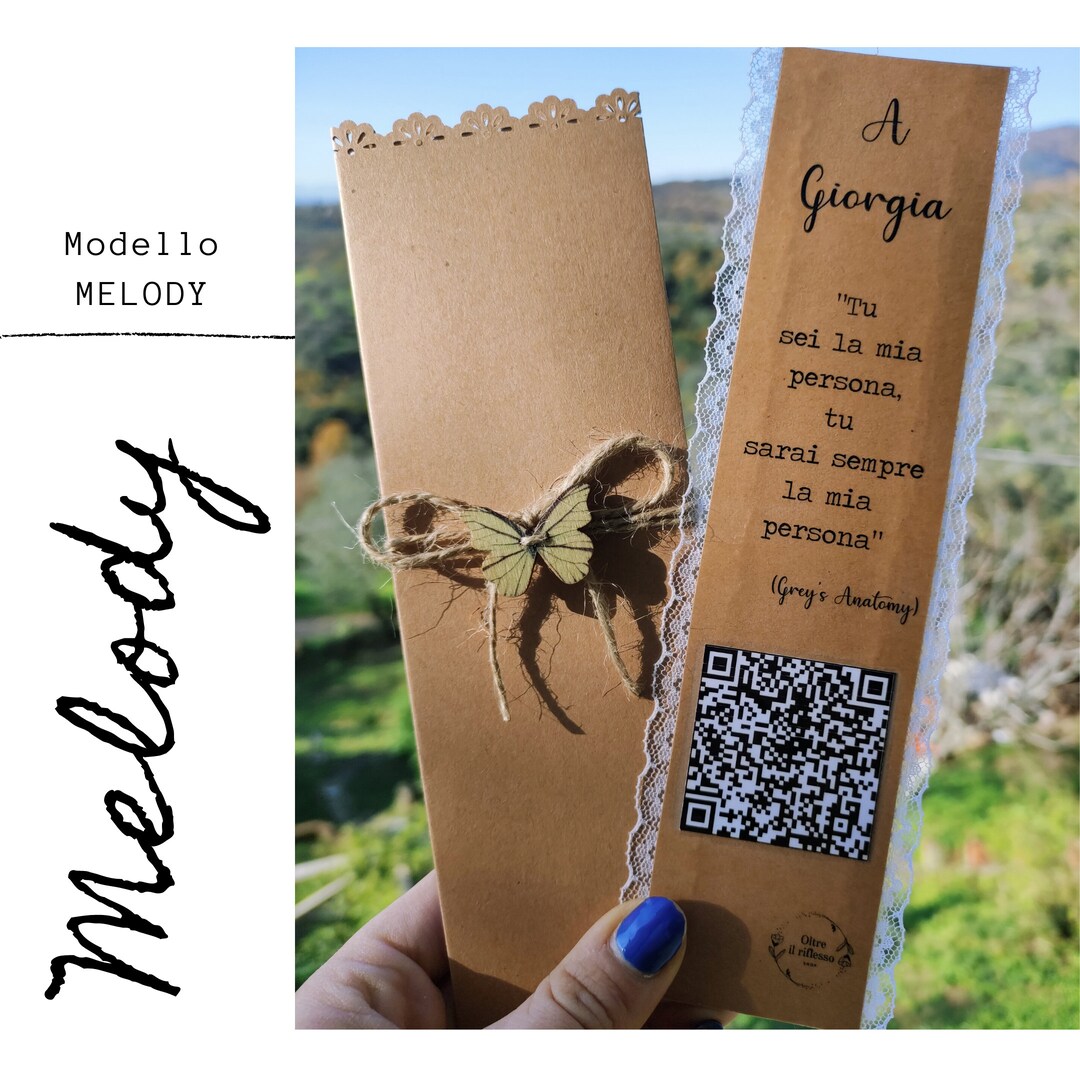 Personalized Musical Bookmark MELODY Model With Dedication + QR CODE ...