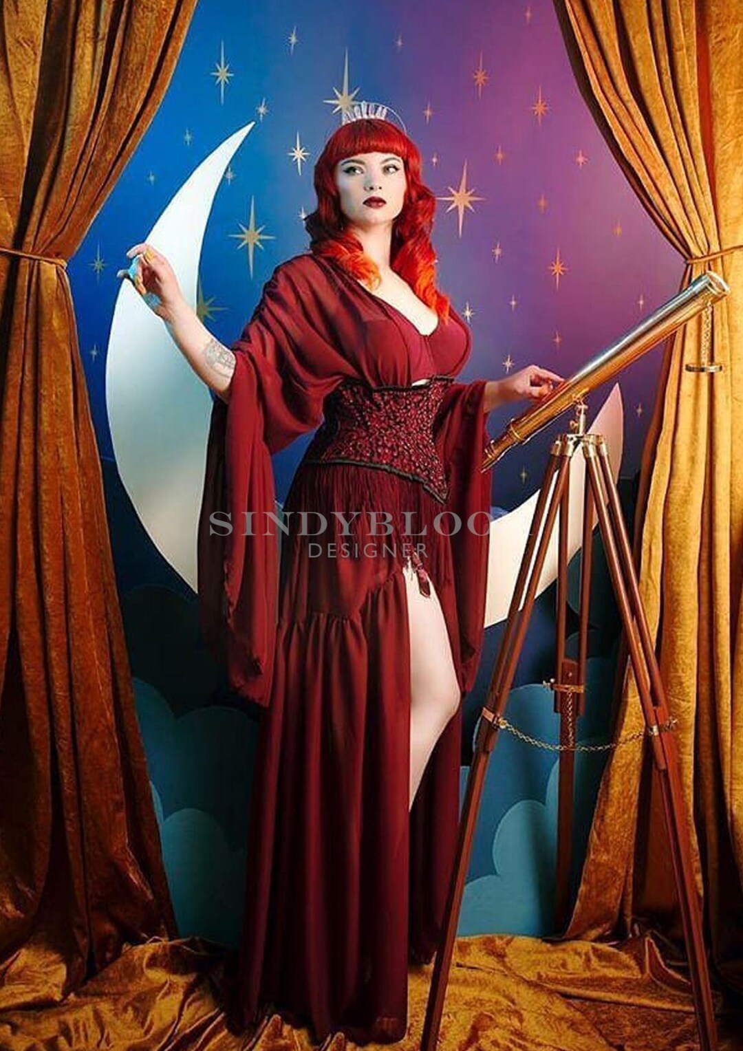 Burgundy Boudoir Robe: Elegant Burlesque Gown, Plus Size Available - Etsy