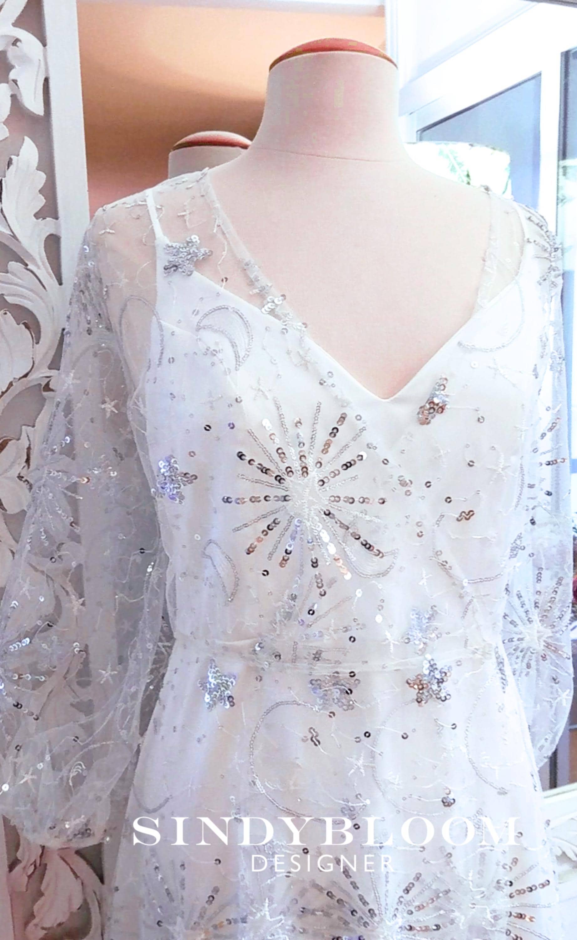 Sequin Stars and Moons Wedding Dress: Celestial Bridal Gown - Etsy