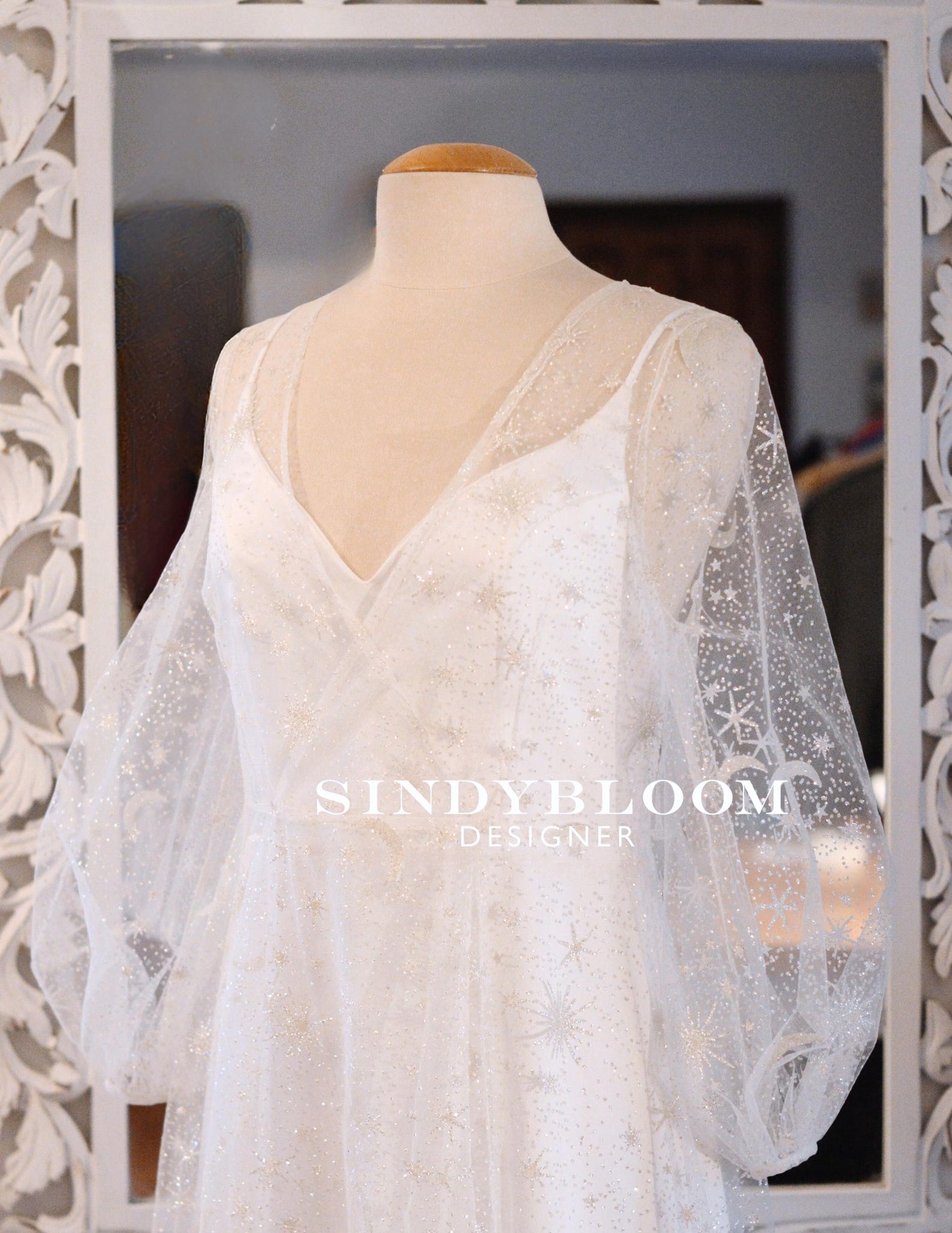 Sequin Stars and Moons Wedding Dress: Celestial Bridal Gown - Etsy