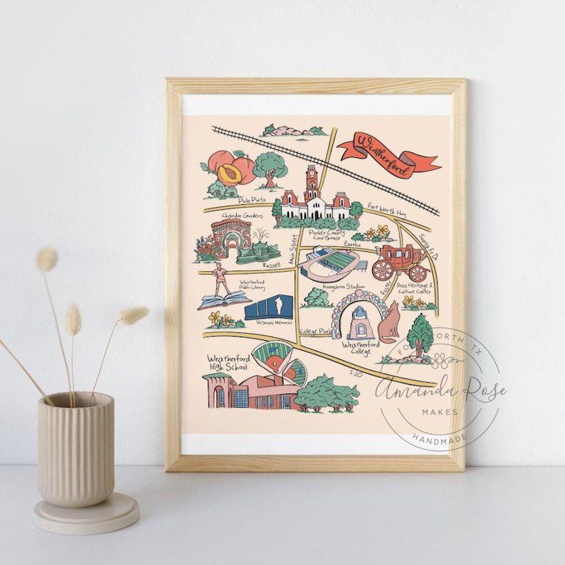 DIGITAL Weatherford TX Art Print - Etsy