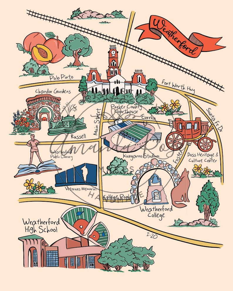 DIGITAL Weatherford TX Art Print - Etsy