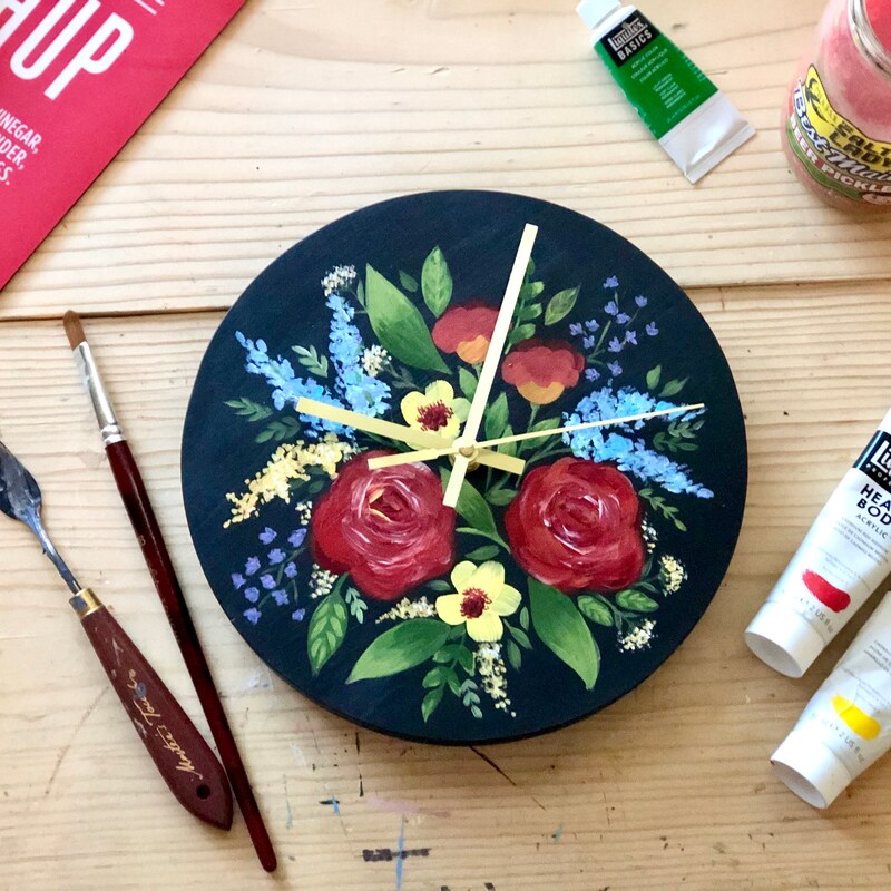 Hand Painted Clock - Etsy