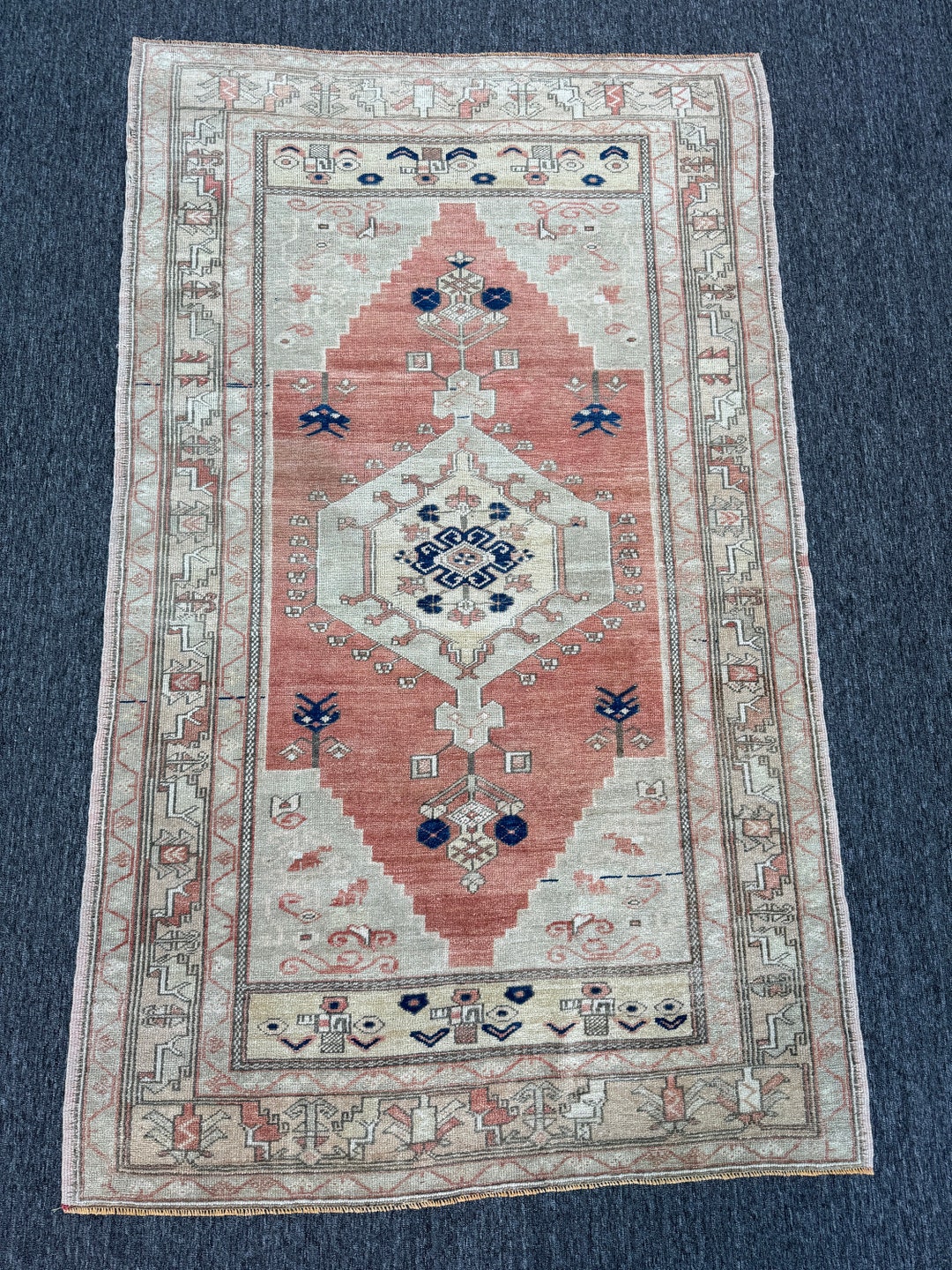 4'9x7'10 Feet ,turkish Anatolian Rug,brick Color Background,gray,beige ...