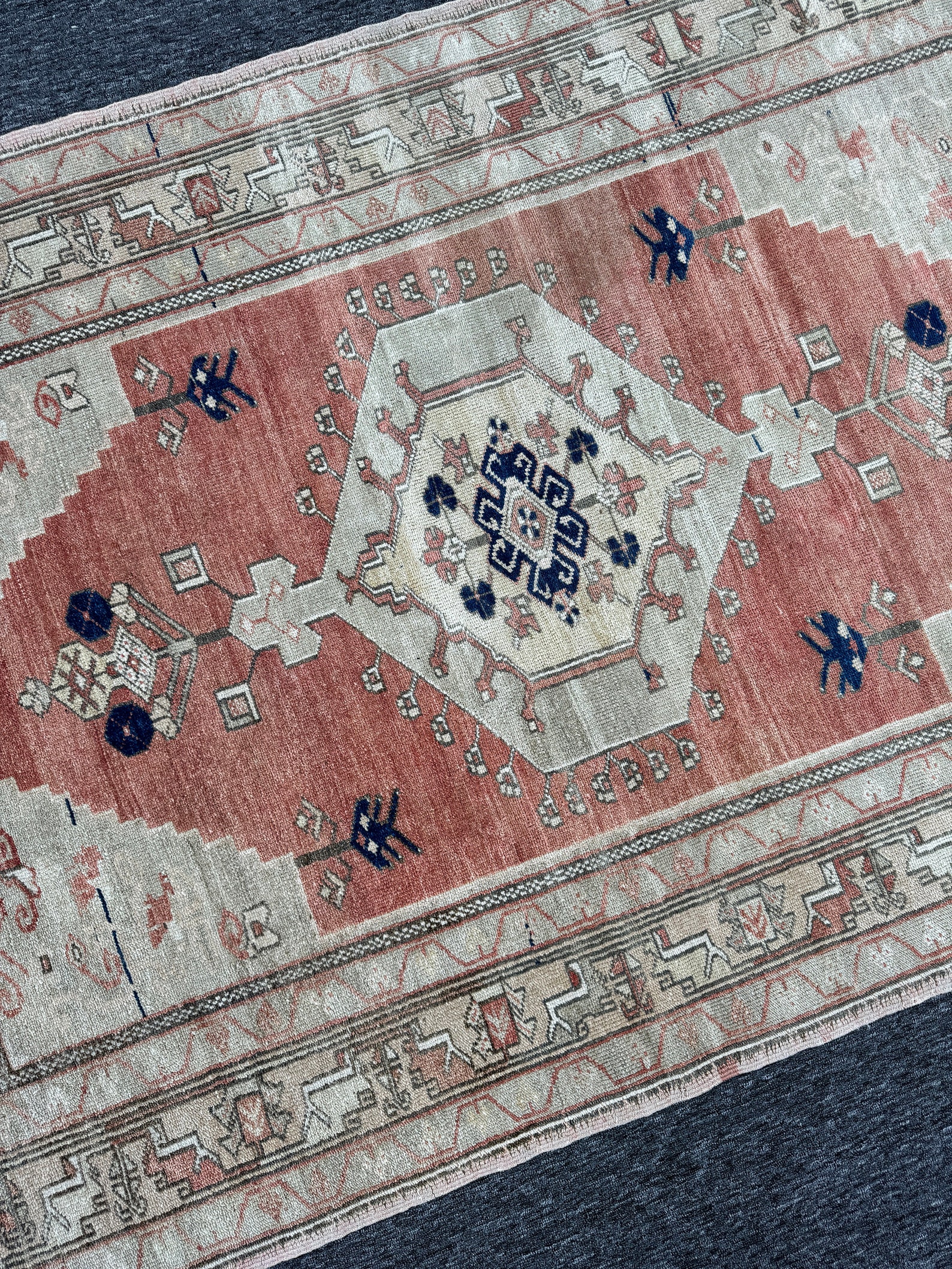 4'9x7'10 Feet ,turkish Anatolian Rug,brick Color Background,gray,beige ...