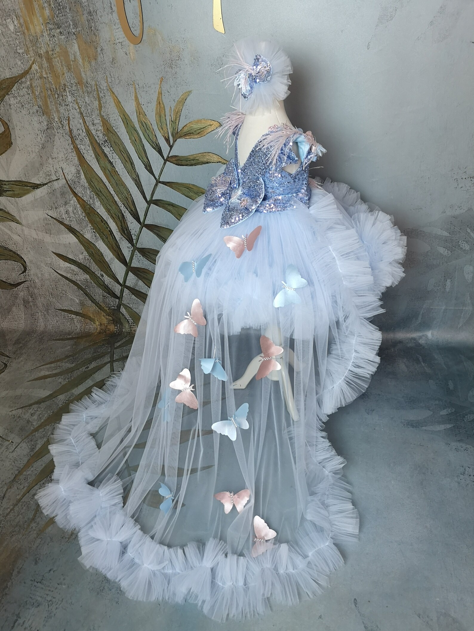 Baby Blue Lace Girl Birthday Outfit & Detachable Train - Etsy