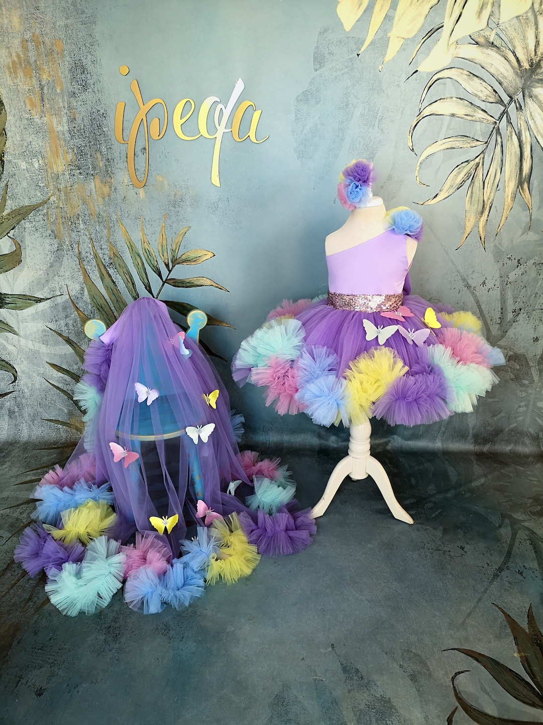 Toddler Prom Dress Detachable Train & Butterflies, Pink Tutu Baby Dress ...