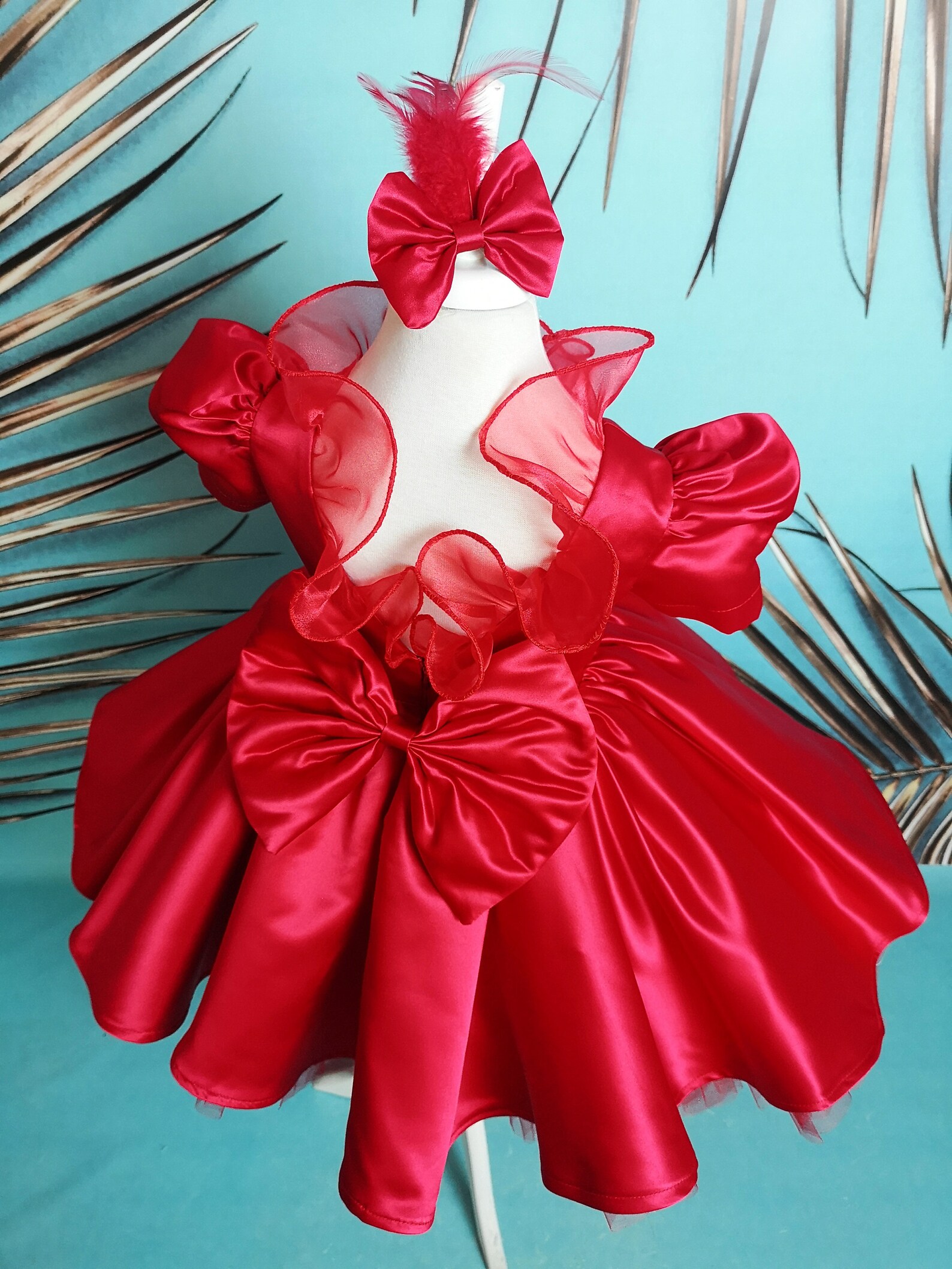 Red Satin Flower Girl Dress Sateen Toddler Pageant Vesture - Etsy
