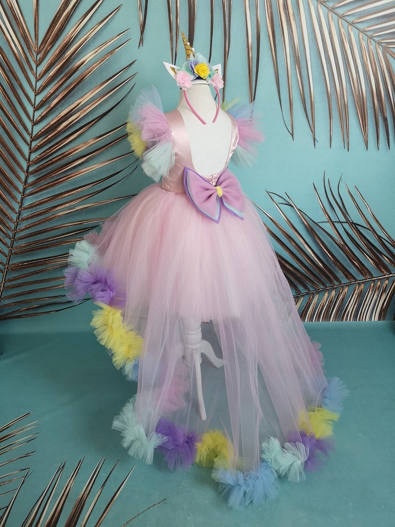 Long Tail Unicorn Birthday Dress Set Includes Head Crown Pony | Etsy