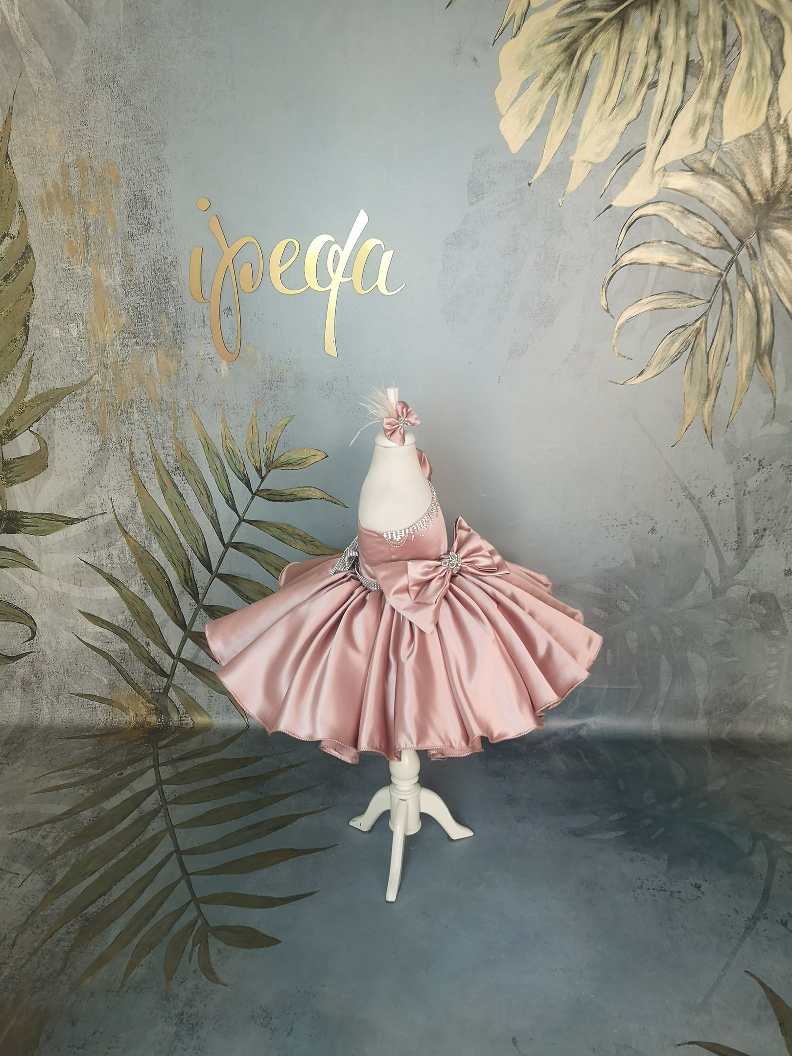 Rose Gold Puffy Satin Baby Girl Pageant Costume With Rhinestones - Etsy