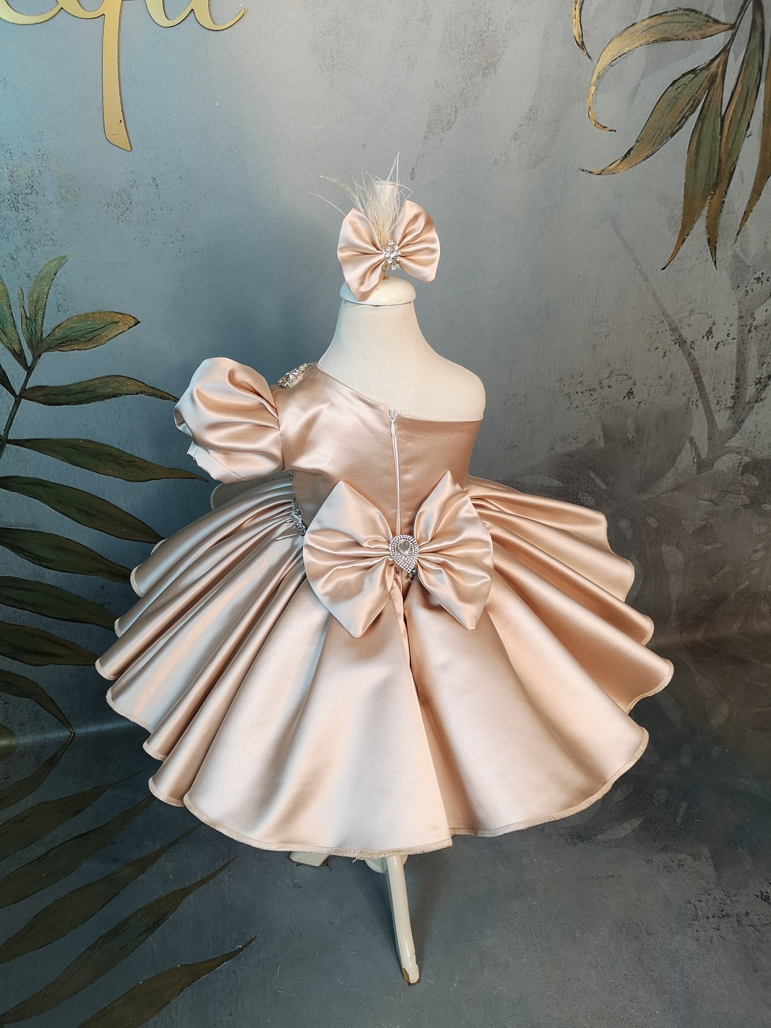 Gold Satin Baby Pageant Costume Custom Girl Garment Flower - Etsy