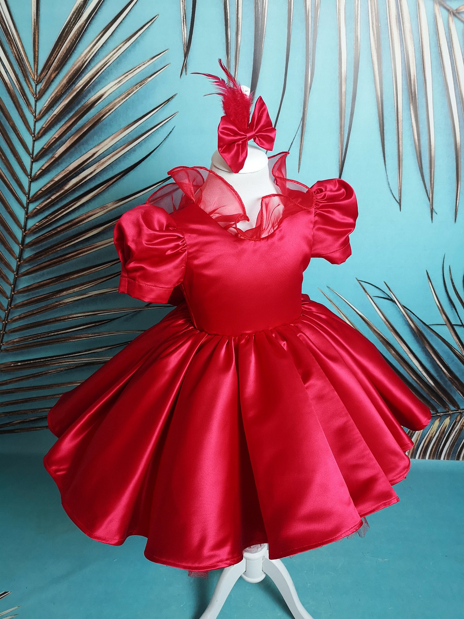 Red Satin Flower Girl Dress Sateen Toddler Pageant Vesture - Etsy