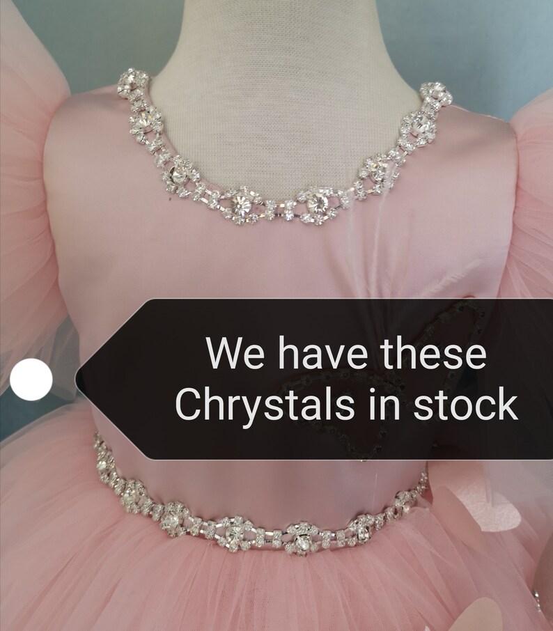 Pink Girl Gown With Chrystals & Detachable Train Butterfly - Etsy