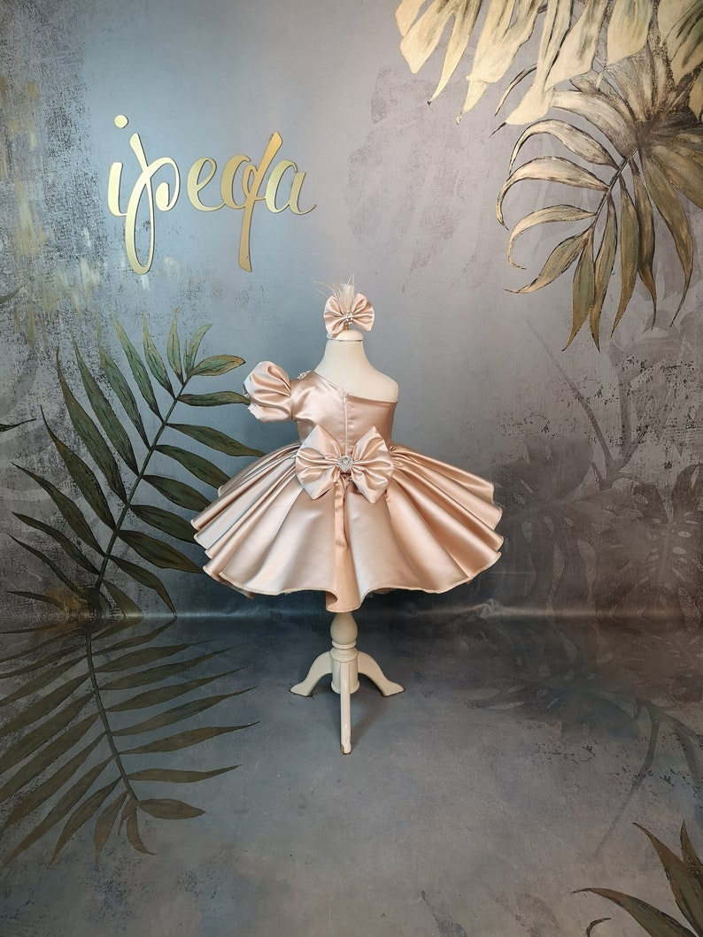 Gold Satin Baby Pageant Costume Custom Girl Garment Flower - Etsy