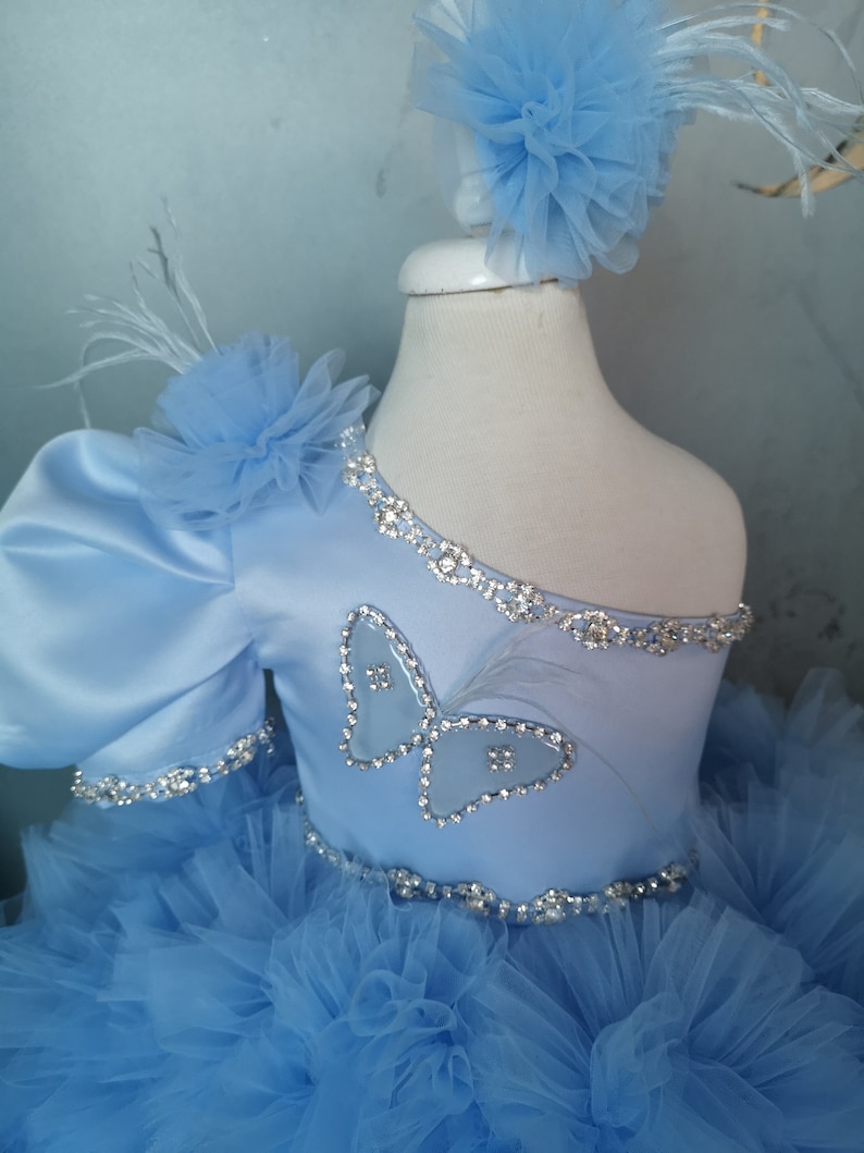 Toddler Frock Rhinestone Kiddie Birthday Outfit Baby Blue - Etsy