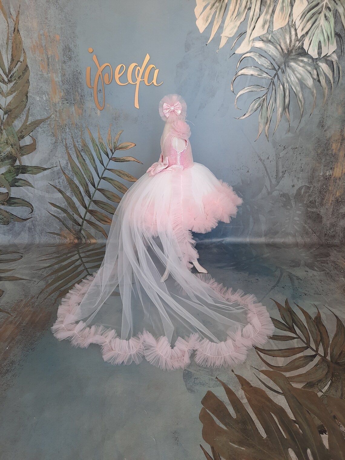 Powder Pink Girl Pageant Dress Detachable Train Long Tail - Etsy