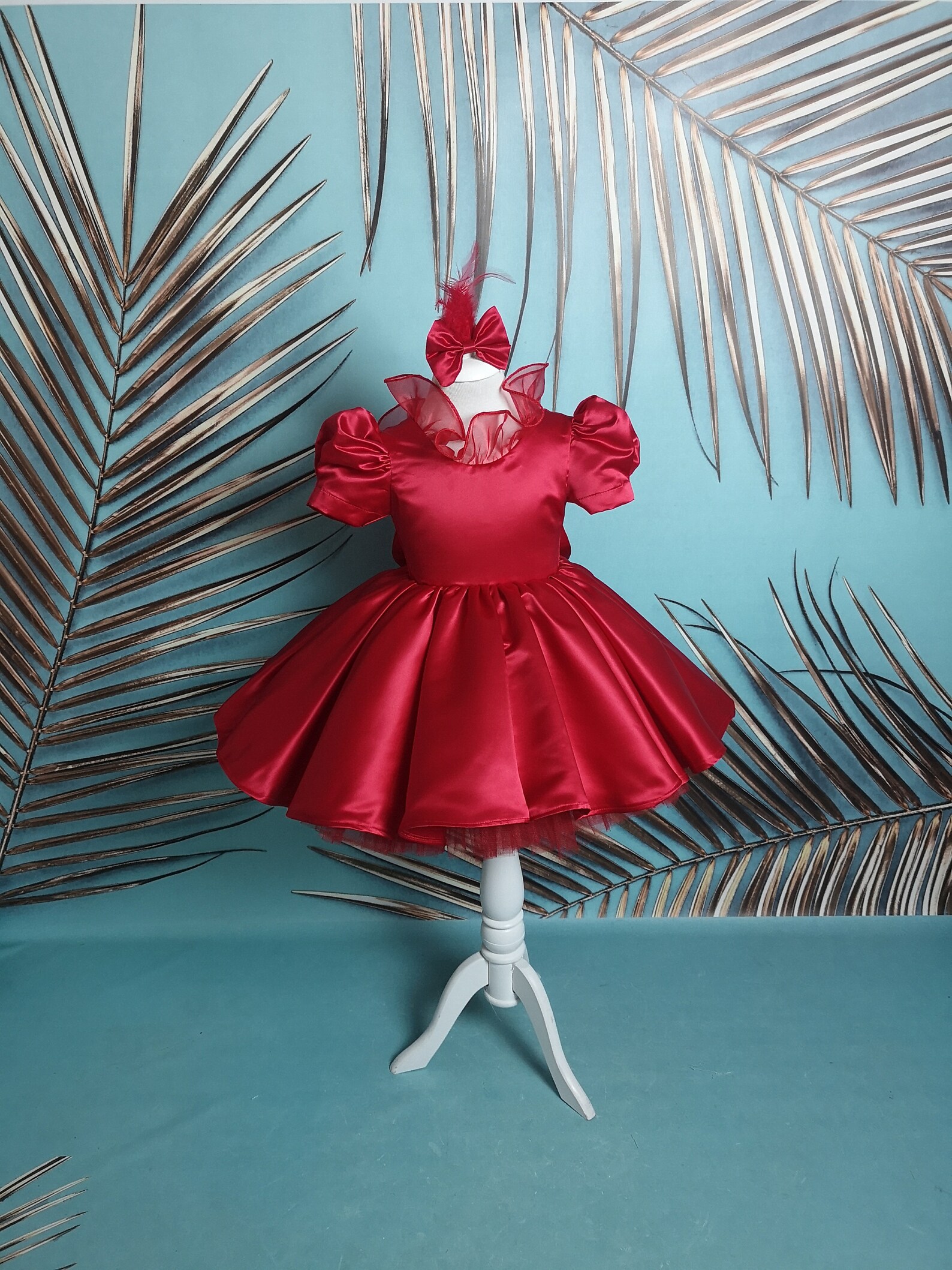 Red Satin Flower Girl Dress Sateen Toddler Pageant Vesture - Etsy