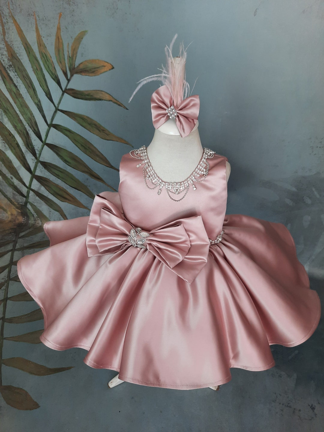 Dusty Rose Puffy Satin Baby Pageant Costume, Custom Girl Garment ...