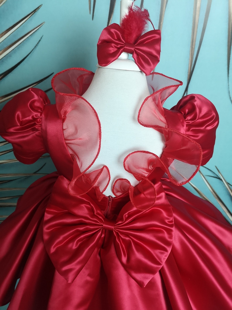 Red Satin Flower Girl Dress Sateen Toddler Pageant Vesture - Etsy