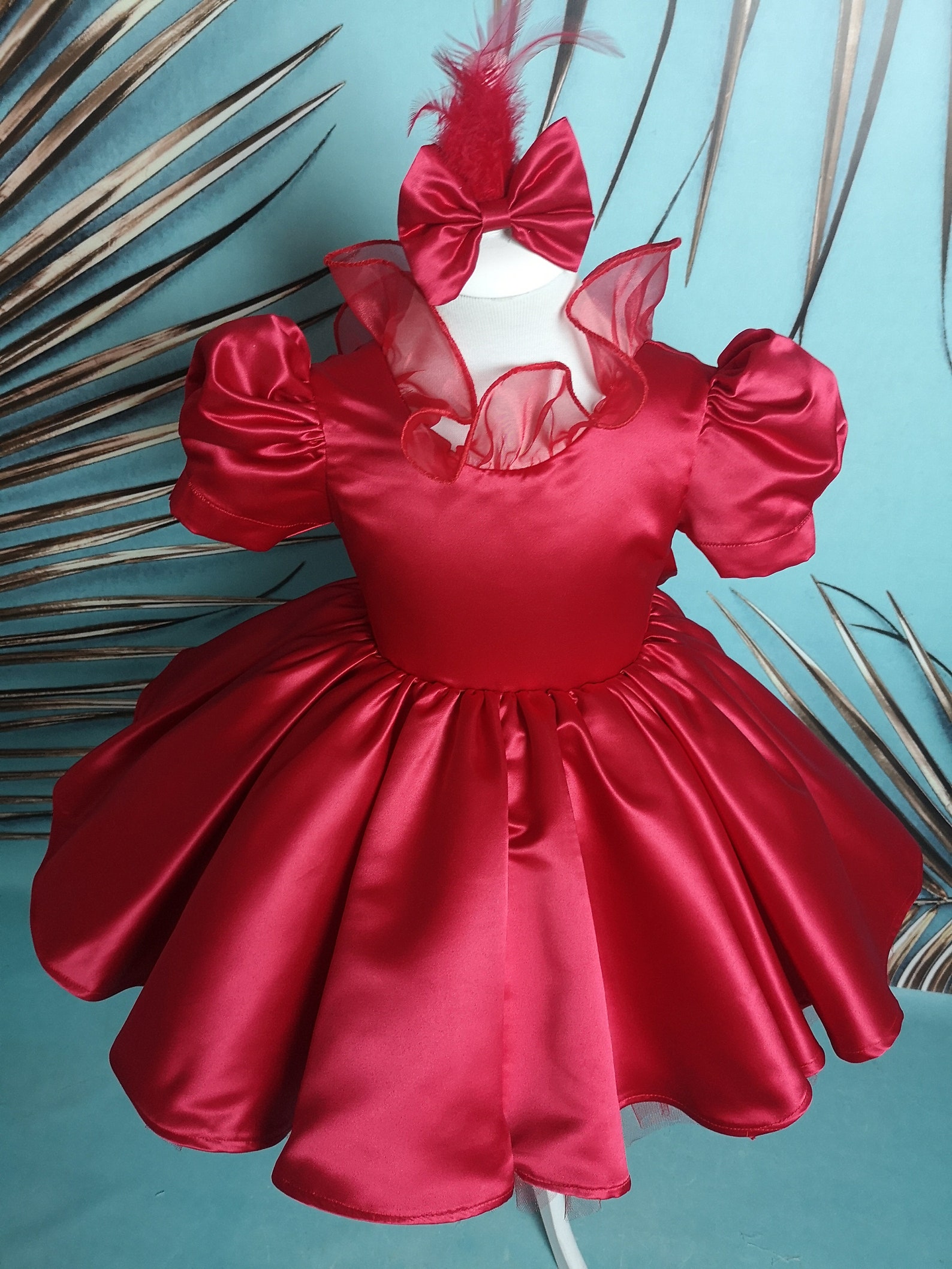 Red Satin Flower Girl Dress Sateen Toddler Pageant Vesture - Etsy