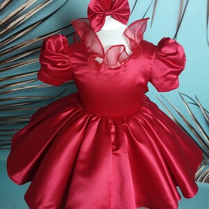 Red Satin Flower Girl Dress, Sateen Toddler Pageant Vesture, Baby ...