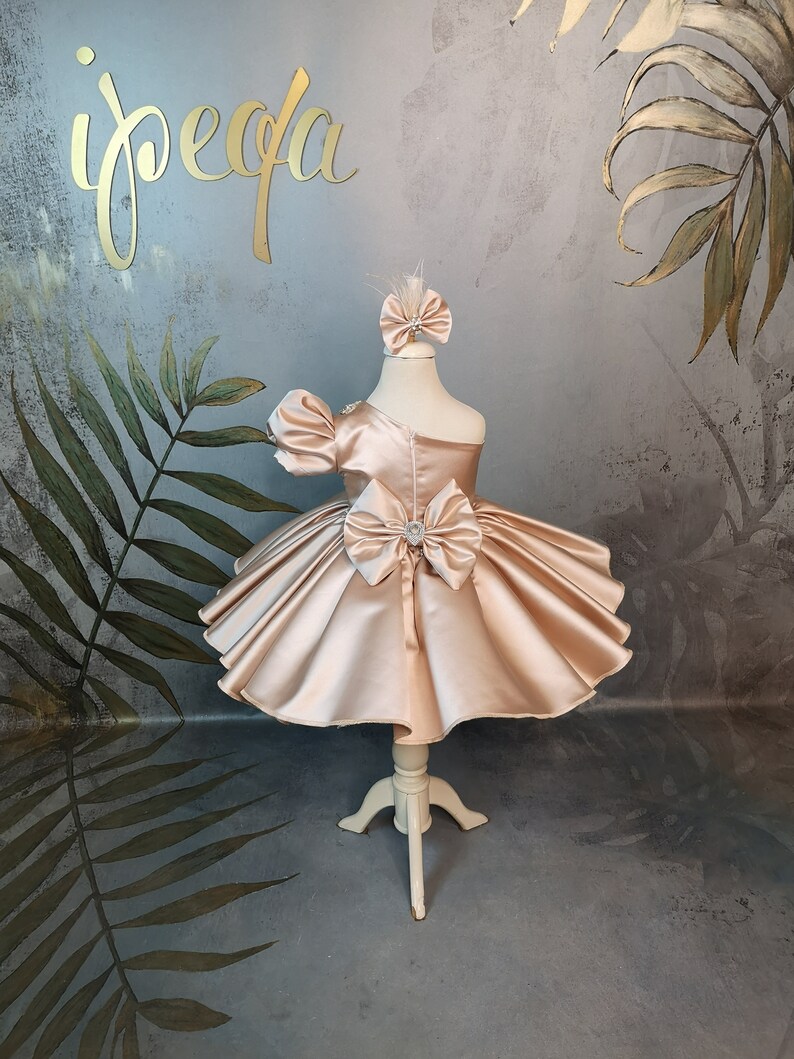 Gold Satin Baby Pageant Costume Custom Girl Garment Flower - Etsy