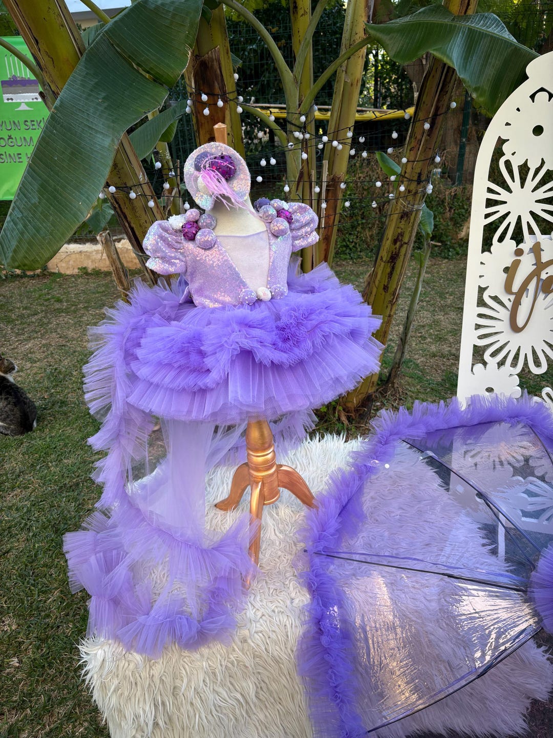Lavender Easter Kids Dress for Special Occasion With Detachable Train ...