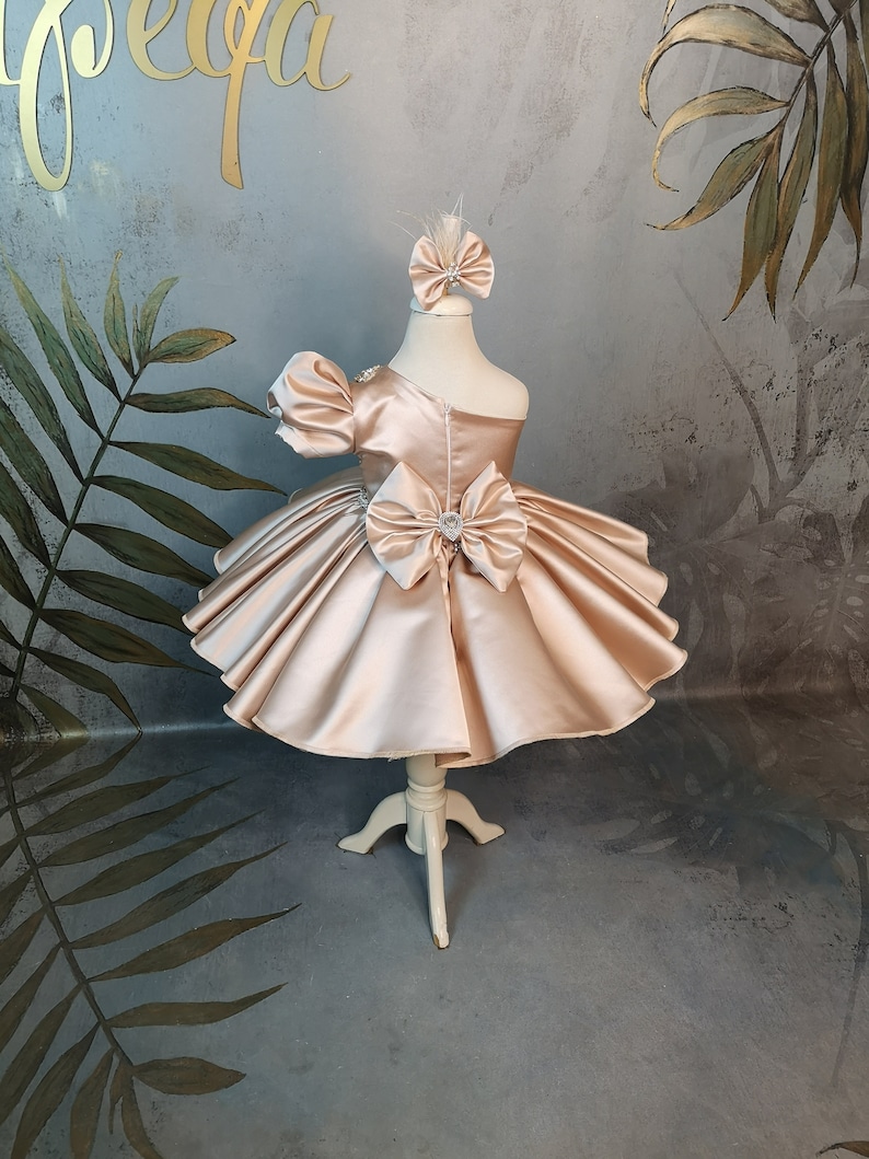 Gold Satin Baby Pageant Costume Custom Girl Garment Flower - Etsy