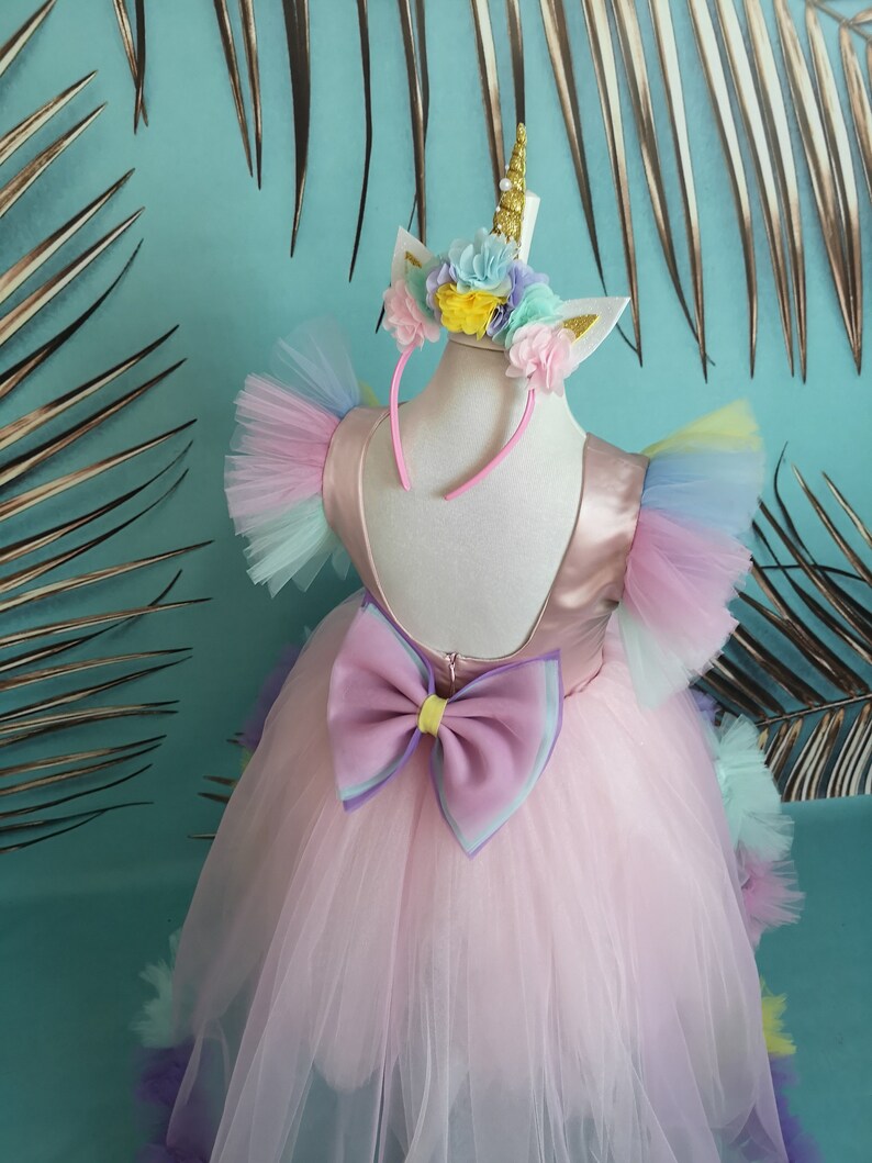 Long Tail Unicorn Birthday Dress Set Includes Head Crown Pony | Etsy