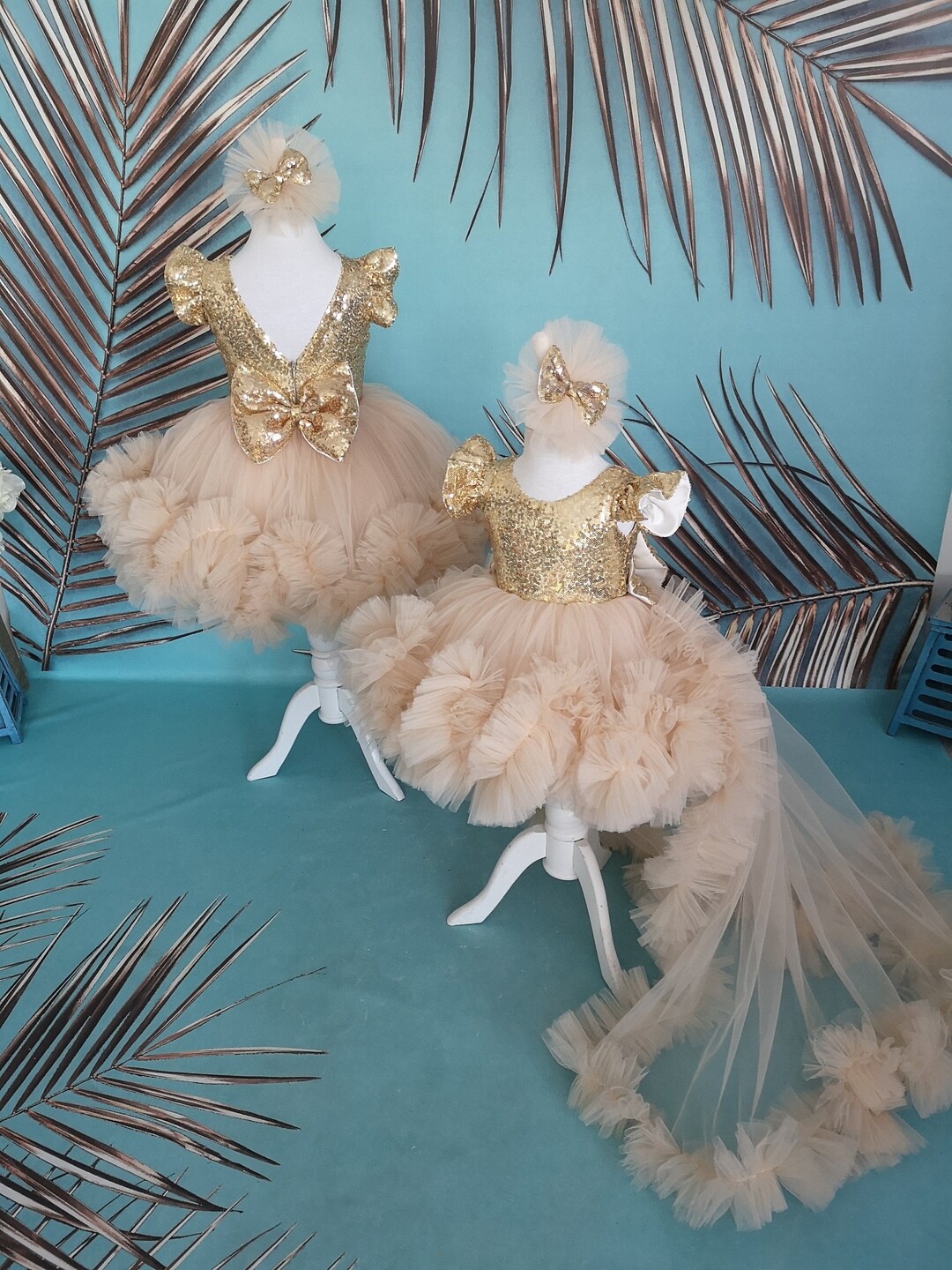 Ivory Toddler Prom Dress With Detachable Train, Baby First Birthday ...