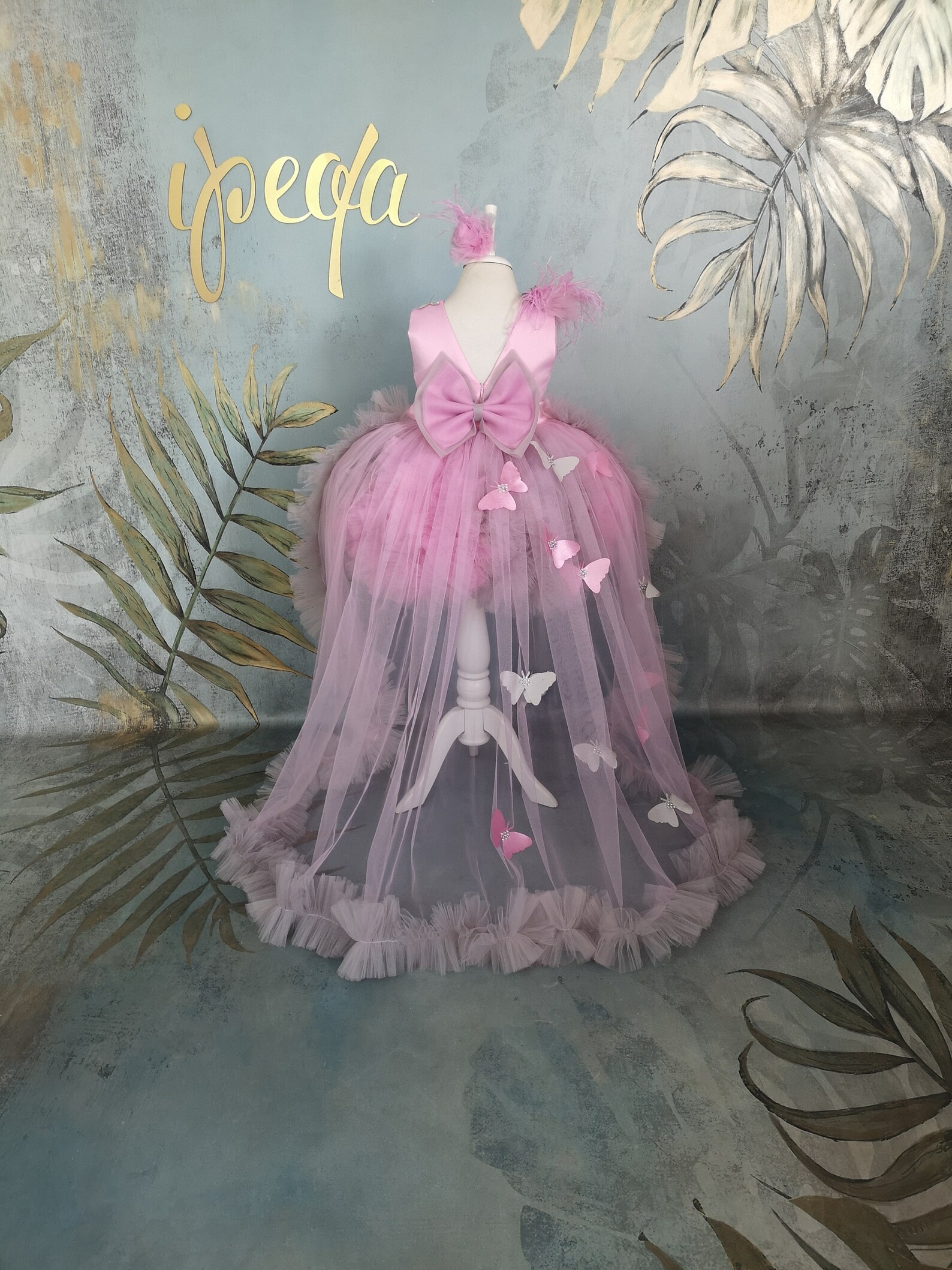 Pink Gray Toddler Butterfly Pageant Frock, Baby Shower, Long Tail ...