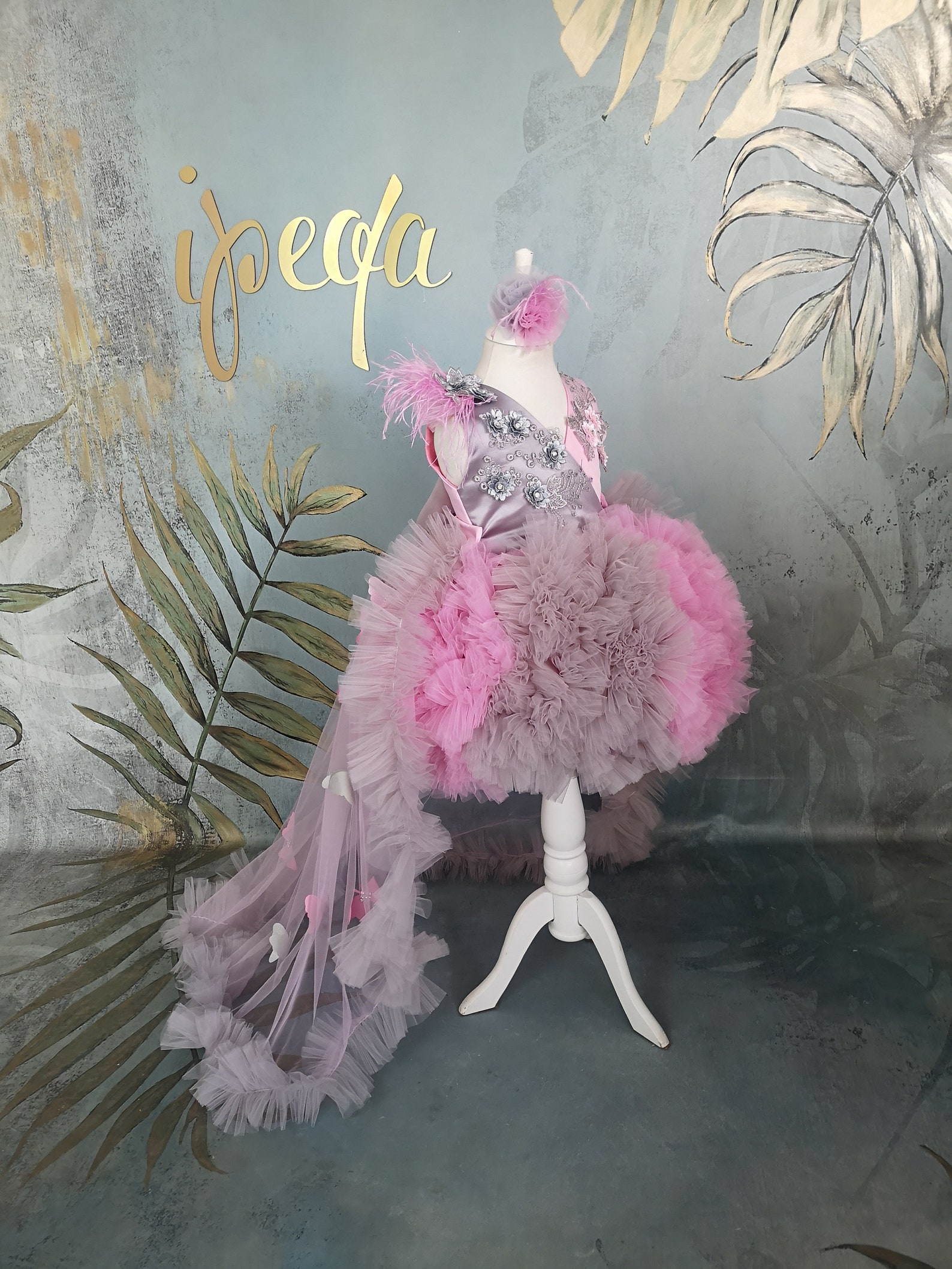 Pink Gray Toddler Butterfly Pageant Frock, Baby Shower, Long Tail ...