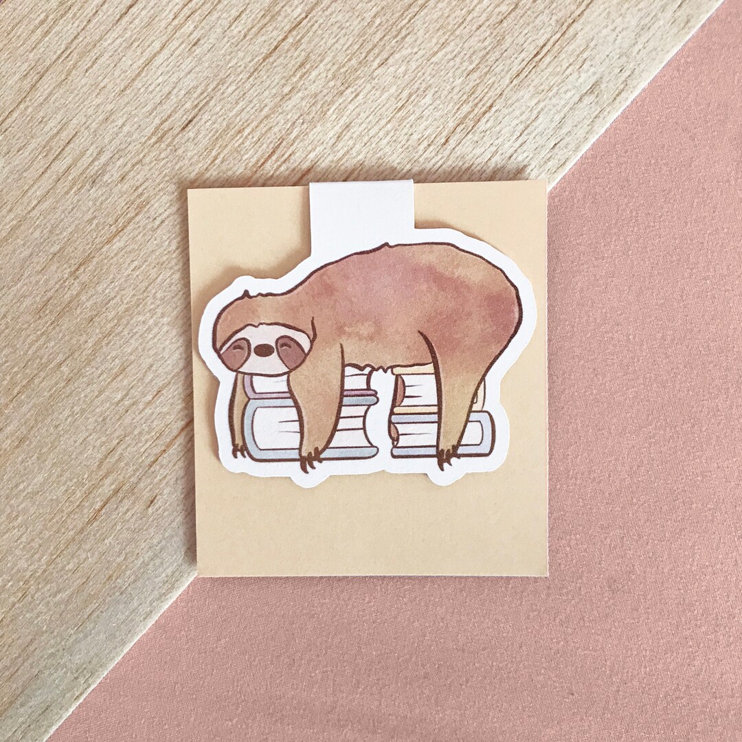 Sloth Reads MAGNETIC BOOKMARK - Etsy