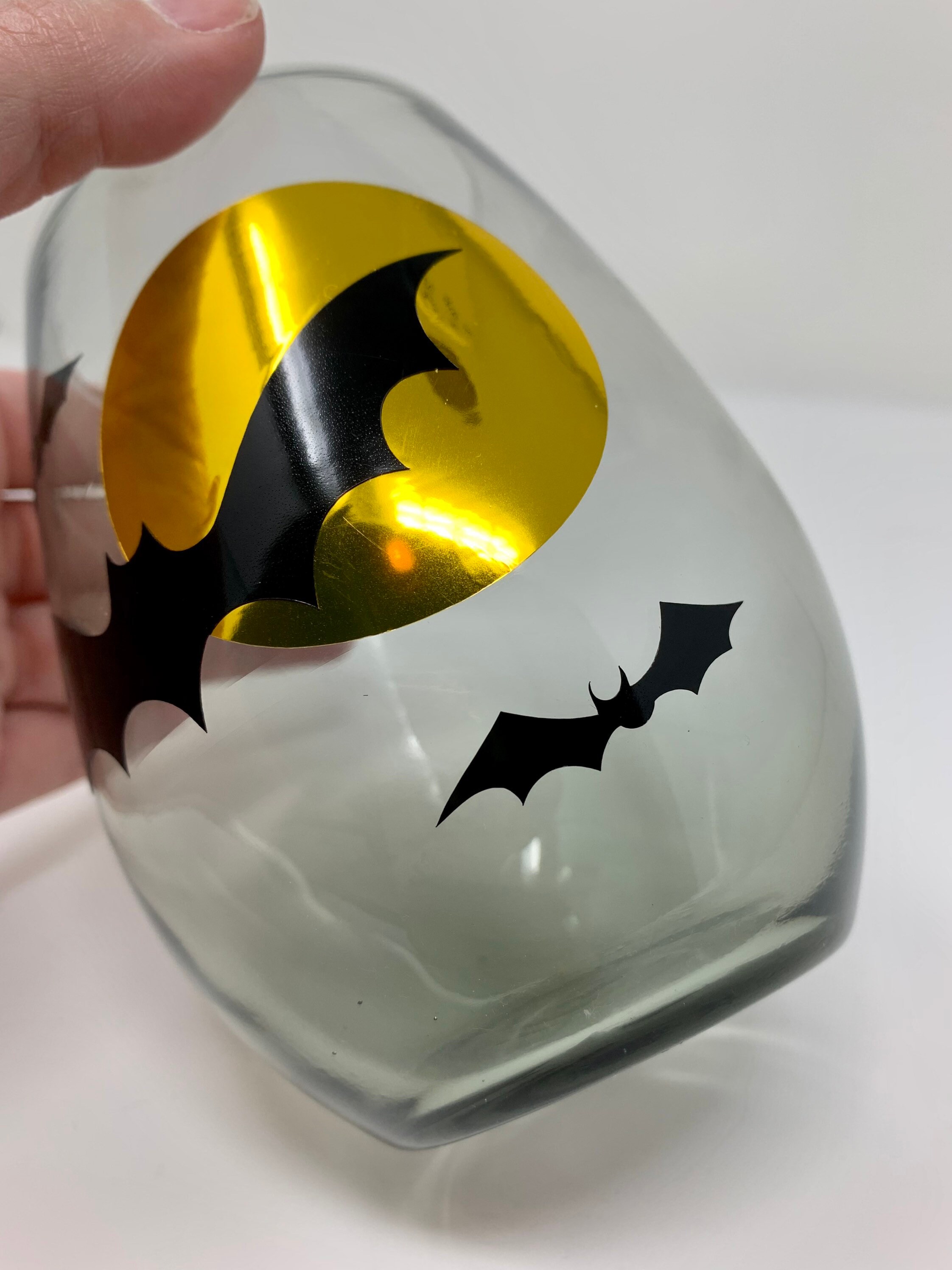 Bat and Full Moon Wine Glass - Etsy