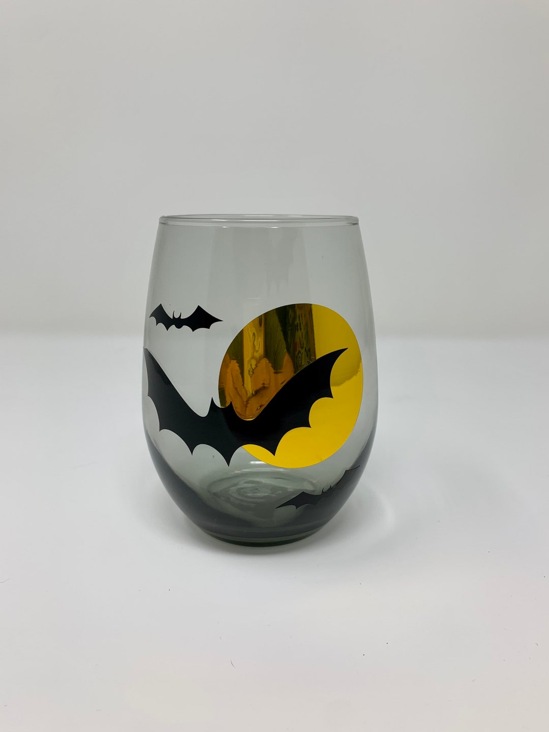 Bat and Full Moon Wine Glass - Etsy