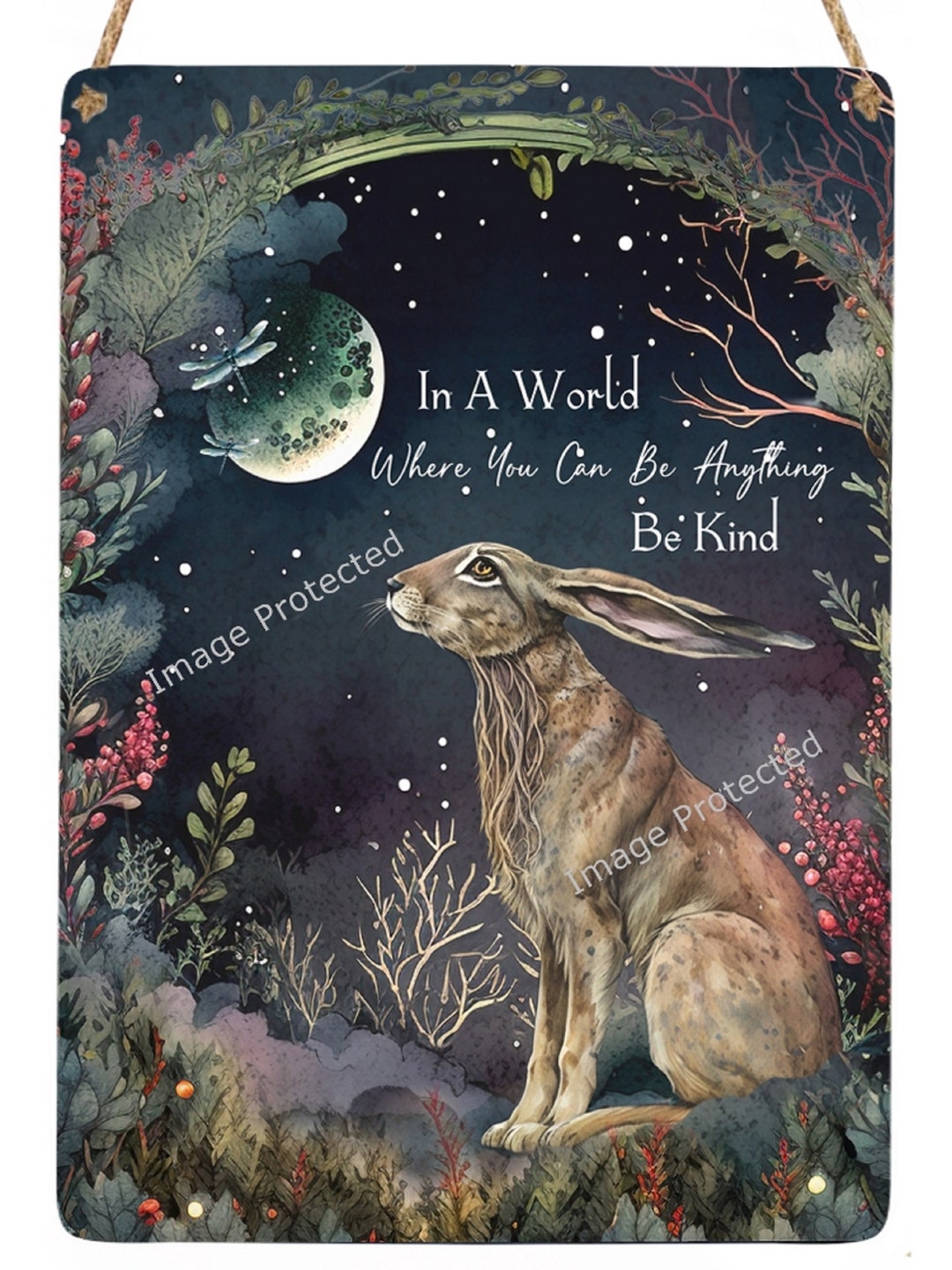 Hanging Metal Sign Mystic Hare Motivational Quote, Be Kind - Etsy