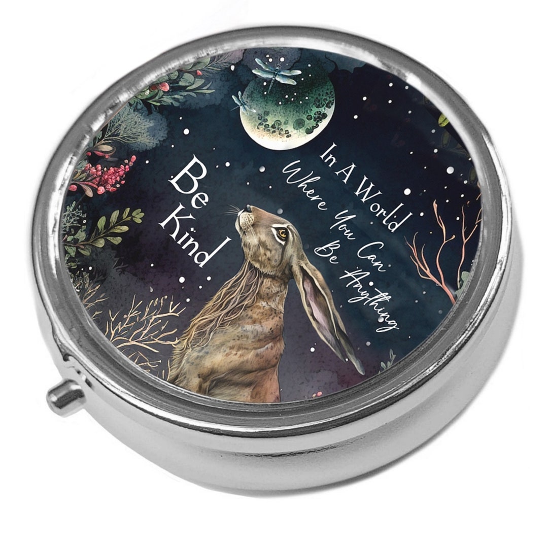 Mystic Hare - Motivational Quote, Be Kind - Round Pill / Trinket Box - Etsy